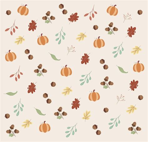 Premium Vector Autumn Pattern With Pumpkin Foliage And Acorn Vector Illustration