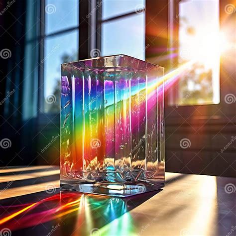 Sun Rays Refracting Through A Glass Prism Creating A Dazzling D Stock