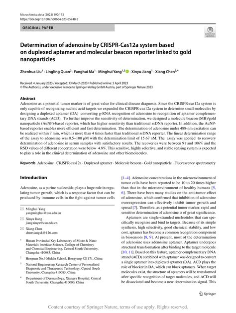 Determination Of Adenosine By Crispr Cas12a System Based On Duplexed