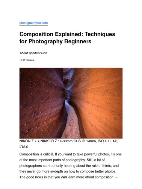 Composition Explained Techniques For Photography Beginners Pdf