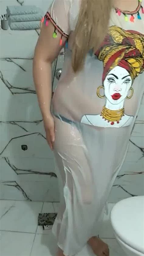 A Moroccan Damsel Alone In The Toilet Wearing Best Translucent