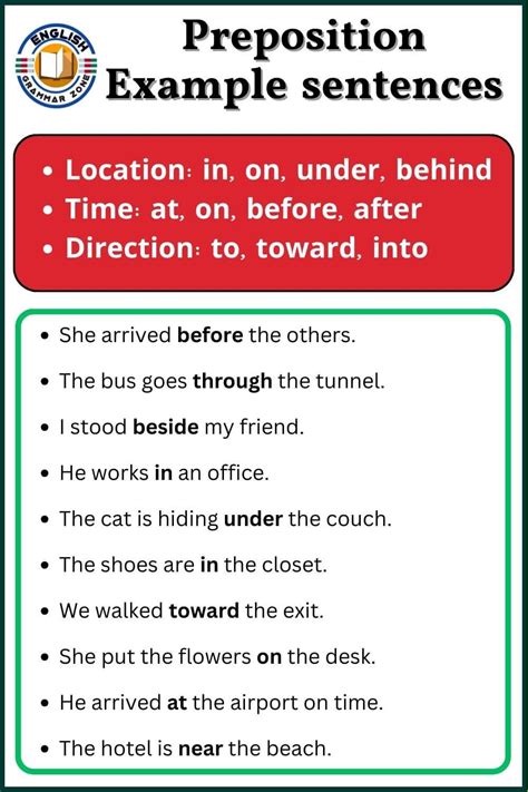 Preposition Example Sentences In English