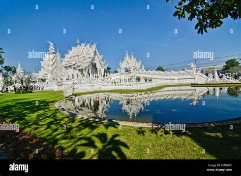 Beautiful View Of The White Temple Wat Rong Khun In Chiang Rai