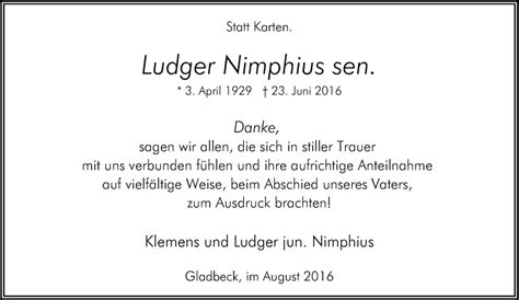 Traueranzeigen Von Ludger Nimphius Trauer In Nrw De