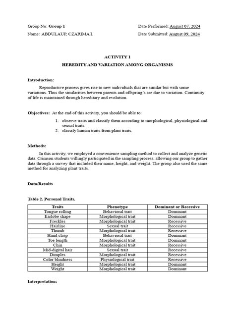 Genetics Lab Report Pdf Dominance Genetics Genetic Diversity
