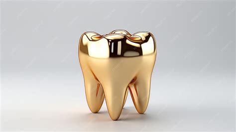 Diente Dorado Sobre Un Fondo Blanco Aislado Dientes Realistas