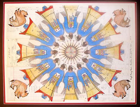Original Ledger Art By Darryl Growing Thunder Assiniboine Circle Of