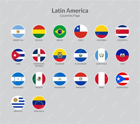Colección De Iconos De Banderas De Países Latinoamericanos Vector Premium