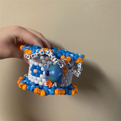 Happy Birthday Stitch” Rotating Kandi Cuff With A Depop
