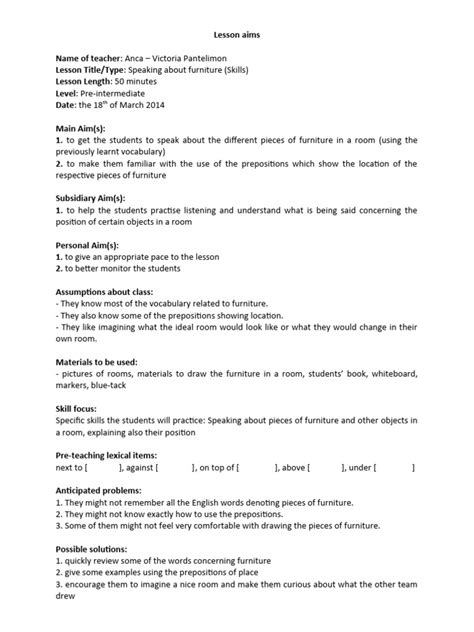First Lesson Aims Pdf