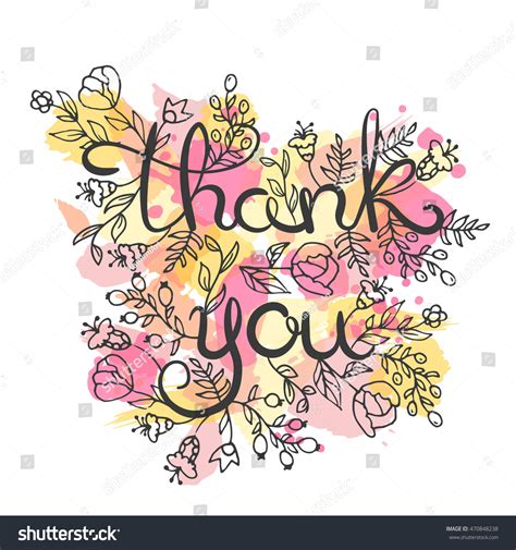 Thank You Card Hand Drawn Lettering Stock Vector Royalty Free