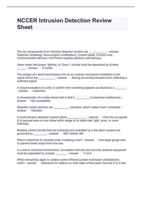 Nccer Intrusion Detection Review Sheet Questions And Answers 2024