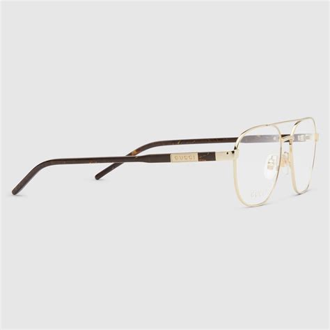 Rectangular Optical Frame In Gold Toned Gucci® Us