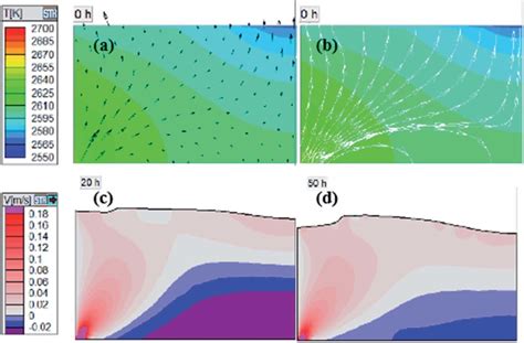 A Temperature Distribution With Velocity Vectors B Temperature