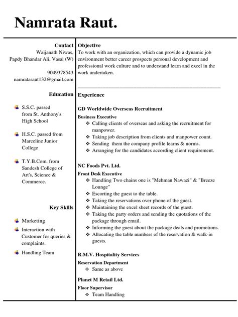 Namrata Raut Resume Pdf Sales Business