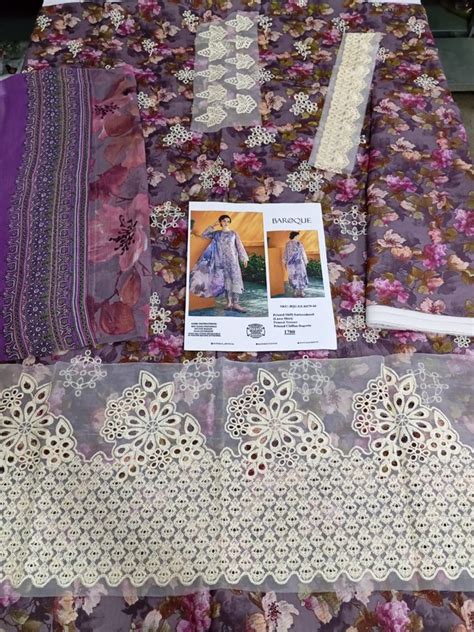Baroque Printed Shifli Lawn Embroidered Dress With Printed Chiffon