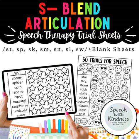 S Blends Articulation Trial Sheets Speech Therapy Worksheets Tpt