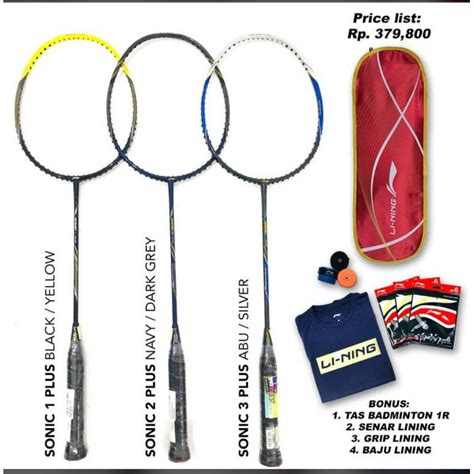 Jual Free Pasang Raket Lining Sonic 1 Plus Sonic 2 Plus Sonic 3 Plus Set Shopee Indonesia
