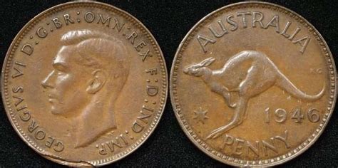 Australia 1946 Penny Lamination Error Top End Coins