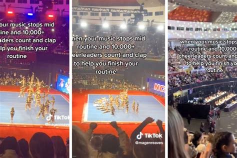 Over 10000 Cheerleaders Step In To Help After Music Fails During Cheer