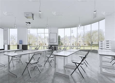 椅子研究会书桌教室窗户全景商务空的灰色建筑