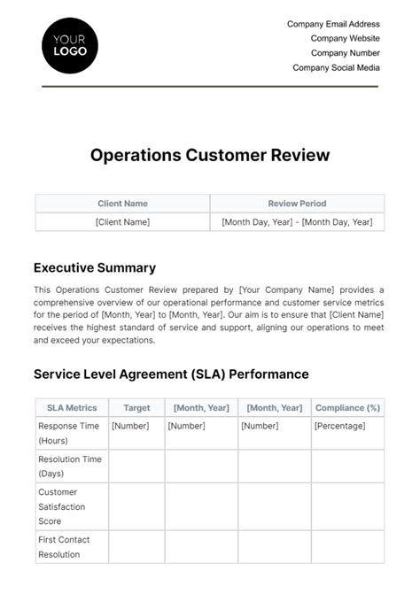 Free Operations Customer Review Template To Edit Online