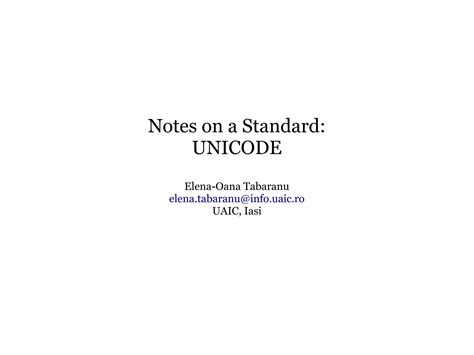 Notes On A Standard Unicode Pdf