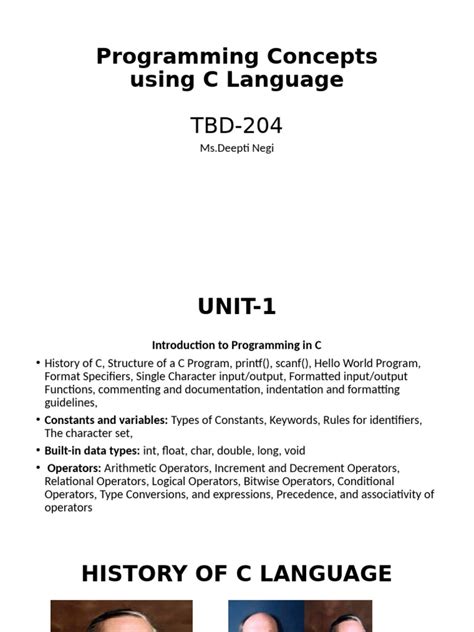 C Programming Concepts Overview Pdf C Programming Language