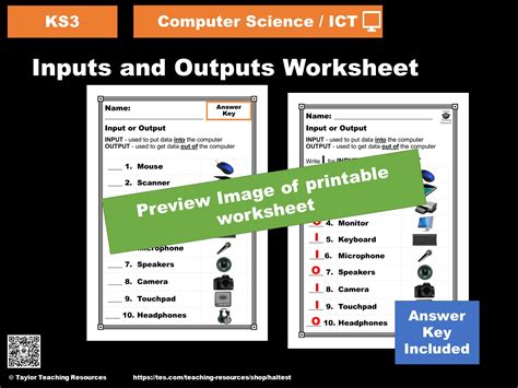 Inputs And Outputs Worksheet Ks3 Computer Science Ict Teaching