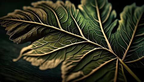 Premium Ai Image A Leaf On Dark Background