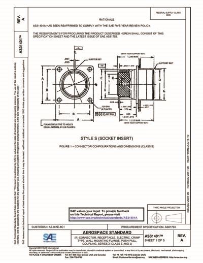 Sae As 31401a 2011 Sae As31401a 2011 Connector Receptacle