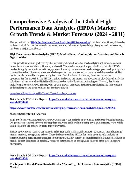 Reportprime Comprehensive Analysis Of The Global High Performance
