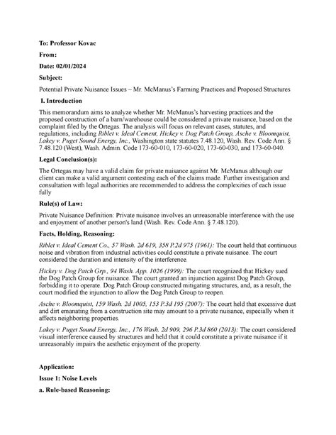 New Objective Memo To Professor Kovac From Date 0201 Subject