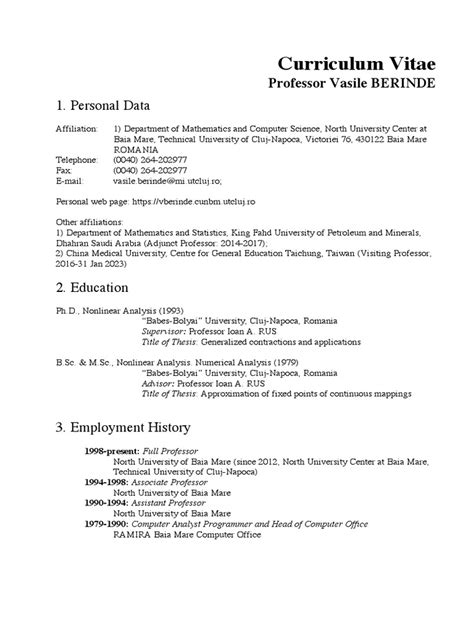 Berinde V Cv2023 Pdf Mathematical Analysis Mathematics