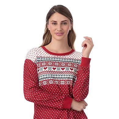 Womens Cuddl Duds Sweater Knit Crewneck Pajama Top And Jogger Pajama