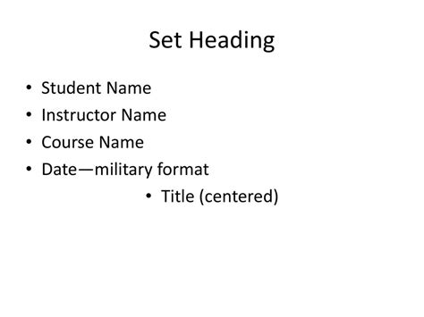 Mla Set Up Using Microsoft Word Ppt Download
