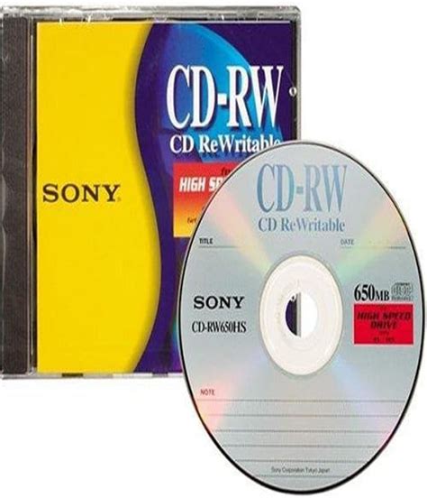 Sony Cd Rw High Speed Rewritable Disc One Pack Buy Online At Best