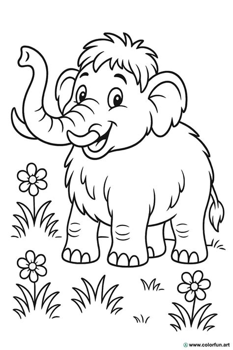 Dibujo Para Colorear De Un Mamut Alegre Descargar O Imprimir De Forma Gratuita