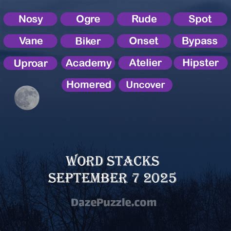 Word Stacks September 7 2025 Daily Puzzle Answer