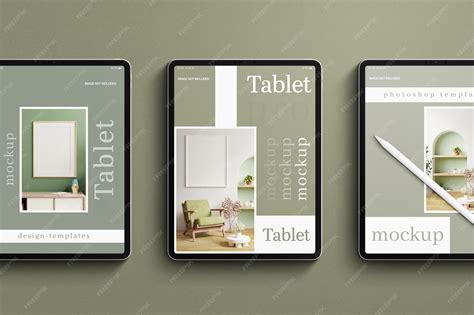 Lined Up Tablet Device Mockup Template Design Psd Premium Psd