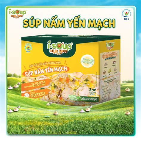 Súp Nấm Yến Mạch Ăn Liền Isoup Huups Ngon Dinh Dưỡng Tiện Lợi Hộp X 3