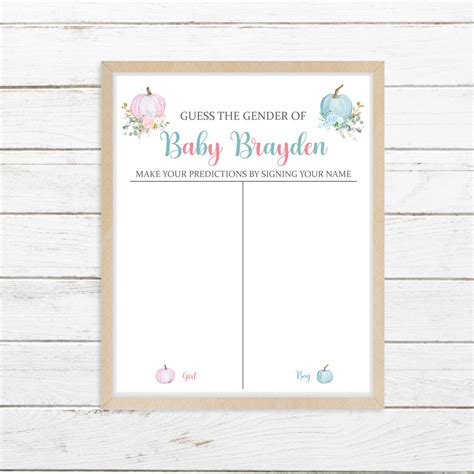Guess The Gender Poster Personalized Printable Pumpkin Gender Reveal