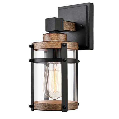 Farmhouse Outdoor Wall Sconce Black Glass Wall Light Claxy