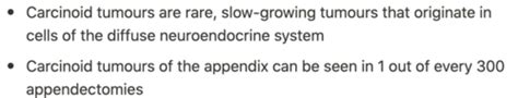 Carcinoid Tumours Of The Appendix Flashcards Quizlet