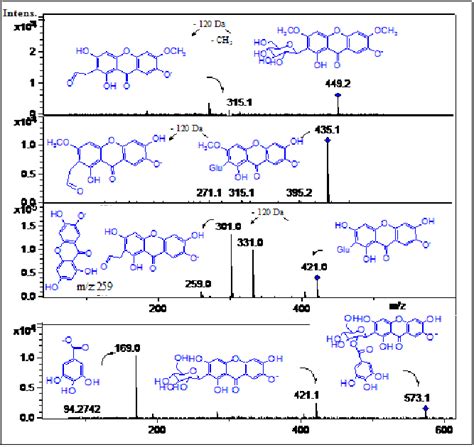 Structures Fragmentations Full Esi Ms And Ms Ms Spectra Of Peaks 10