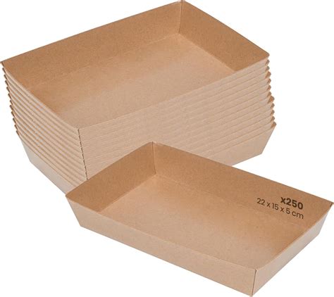 Orange Packaging Corrugated Cardboard Food Trays 22x15x5 Cm 250 Pack