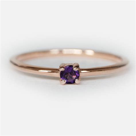 Amethyst Ring February Birthstone Ring Dainty Gold Ring Etsy