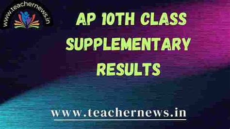 Ap 10th Class Supplementary Results 2025 Check Score Card Rank Card