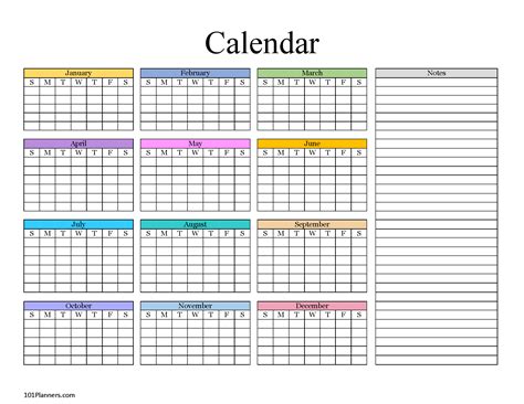 Annual Planning Calendar Template