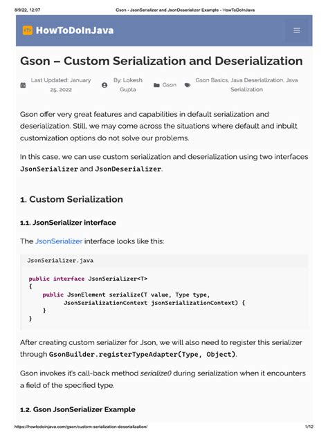 Gson Jsonserializer And Jsondeserializer Example Pdf